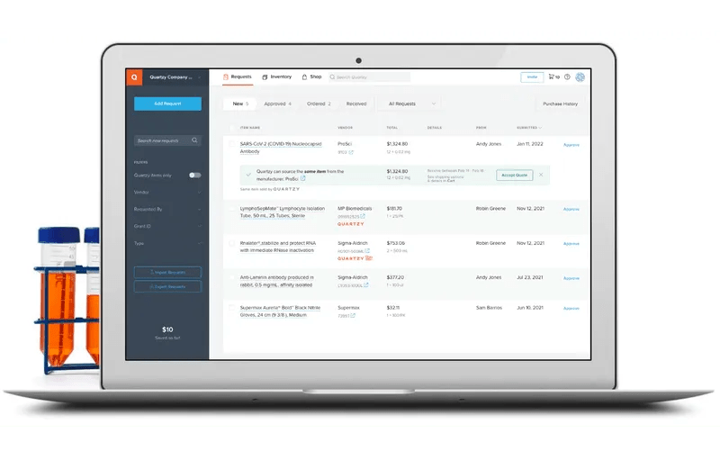 Quartzy | Easily manage all of your lab supply requests in one place