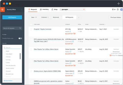Quartzy | Manage inventory, track lab supply orders, and buy everything, all in one place.